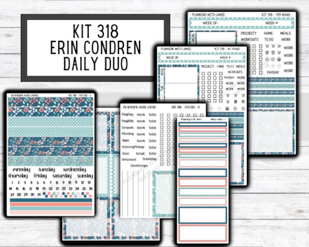 Kit 318 Erin Condren Daily Duo || Weekly Sticker Kit || Daily Duo ...