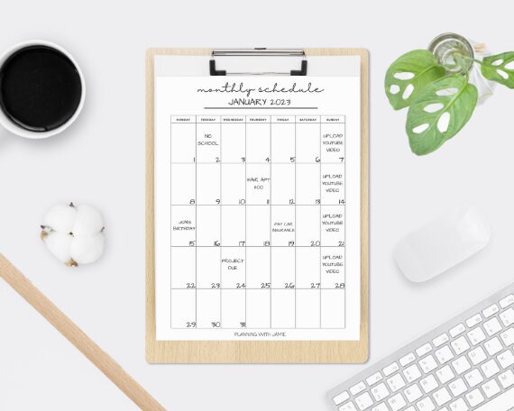 Blank Monthly Calendar - Monday Start | Blank Month Printable | Monday ...