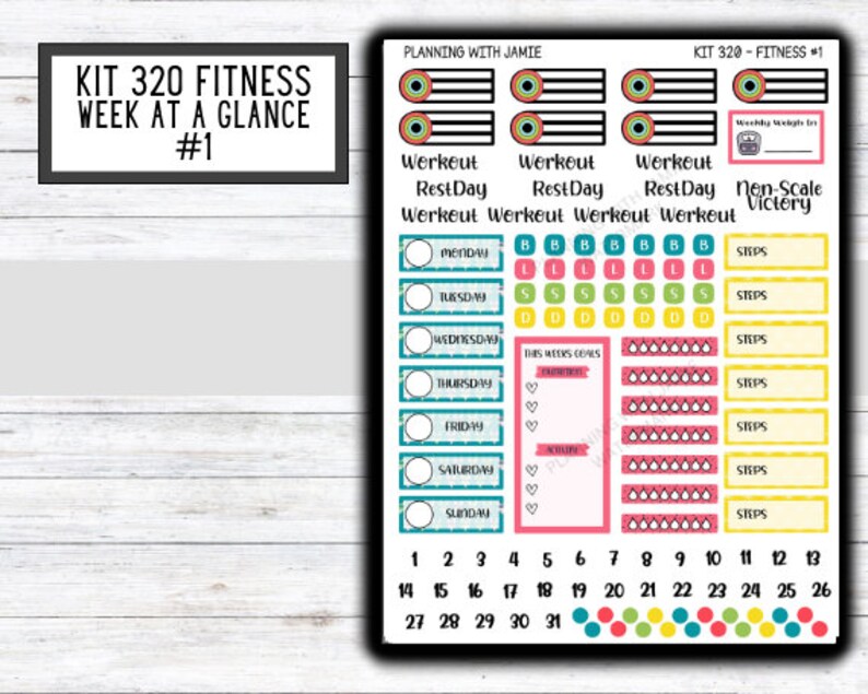Kit 320 Weekly Fitness Sticker Kit || Weekly Sticker Kit || Happy ...