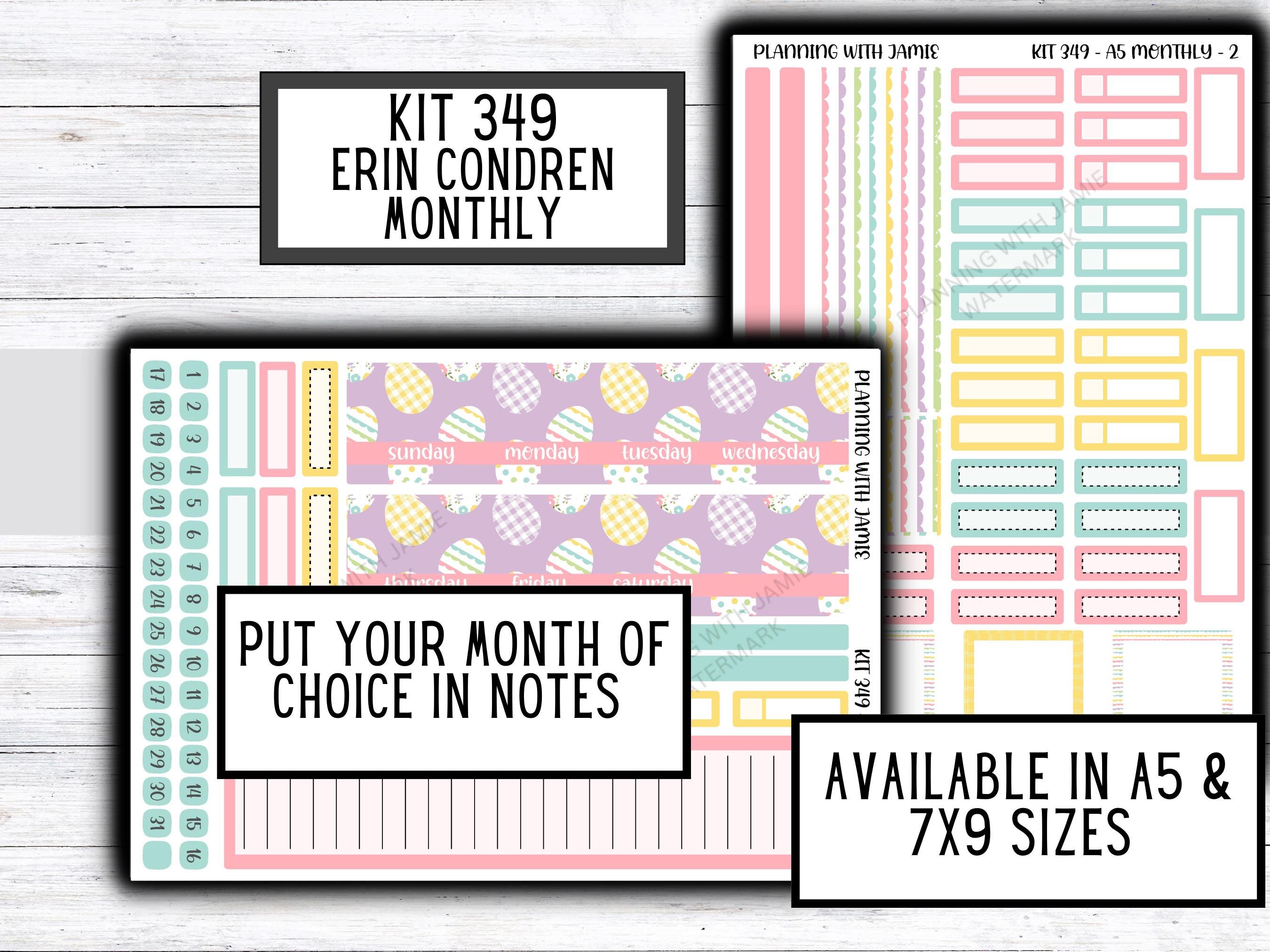 KIT 349 Erin Condren Monthly Kit || Monthly Sticker Kit || Erin Condren ...