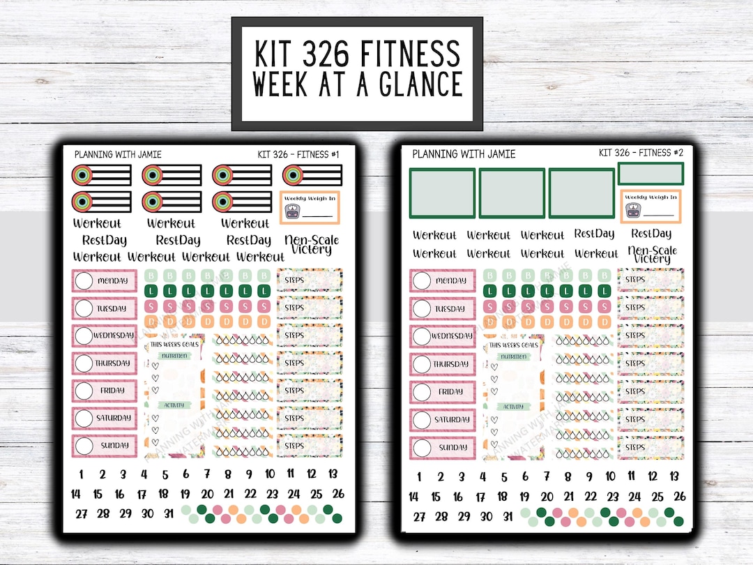 Kit 326 Weekly Fitness Sticker Kit || Weekly Sticker Kit || Happy ...