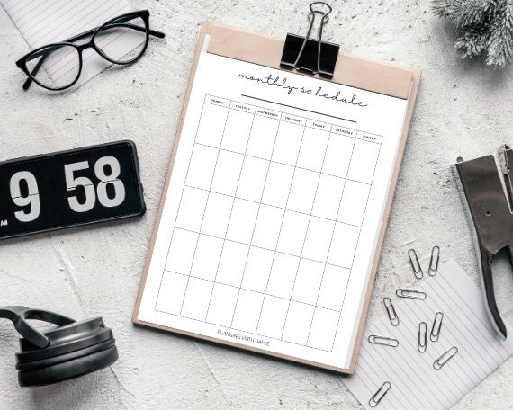 Blank Monthly Calendar - Monday Start | Blank Month Printable | Monday ...
