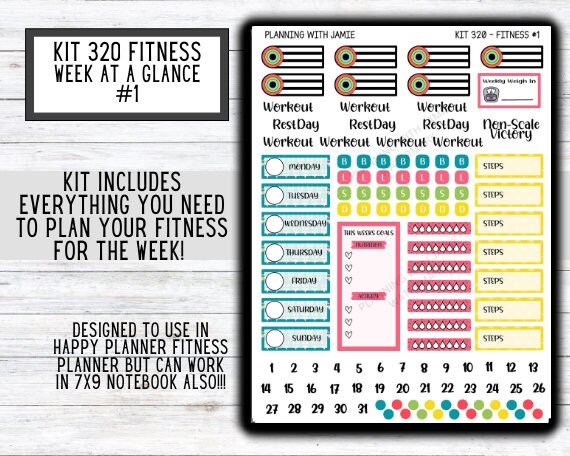 Kit 320 Weekly Fitness Sticker Kit || Weekly Sticker Kit || Happy ...