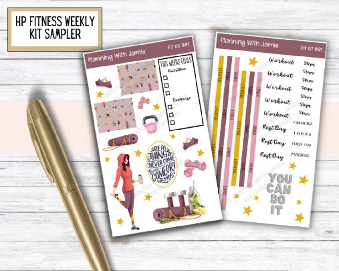 Weekly Sticker Kit, Sticker Kit, Fitness Sticker Kit, Weekly Fitness ...