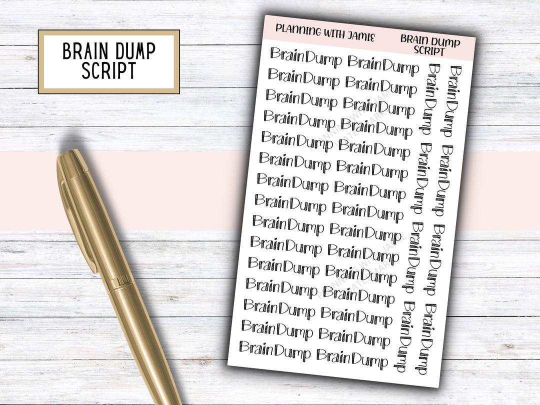 BRAIN DUMP Stickers, Brain Dump Script, Planner Stickers, Planning ...