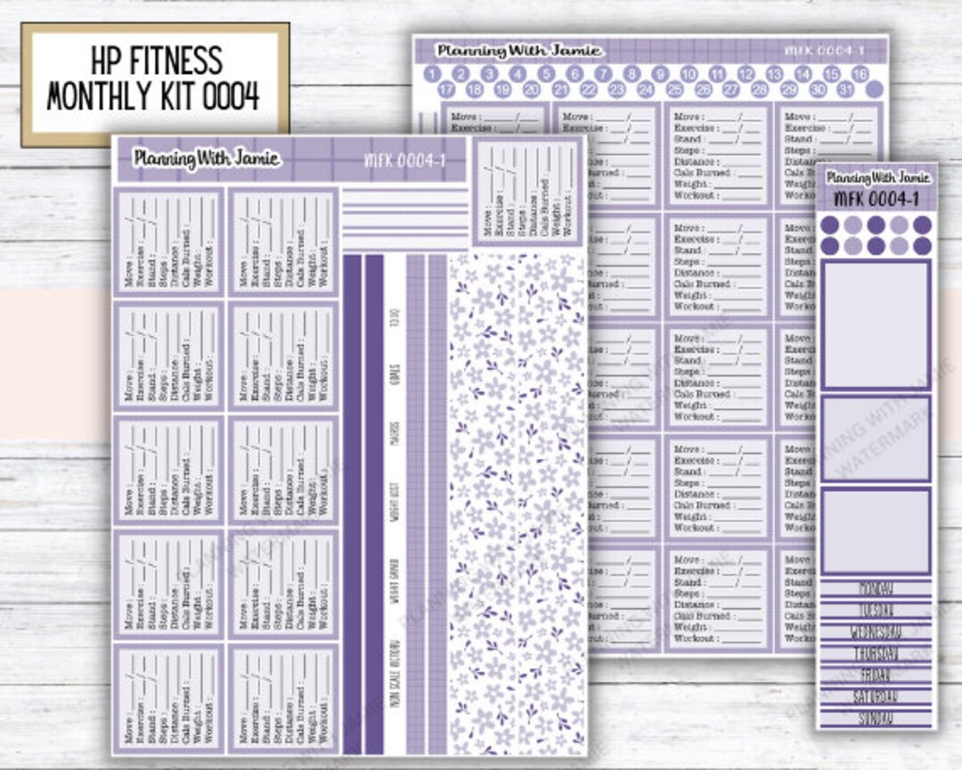 Monthly Fitness Sticker Kit, Fitness Sticker Kit, Fitness Stickers ...