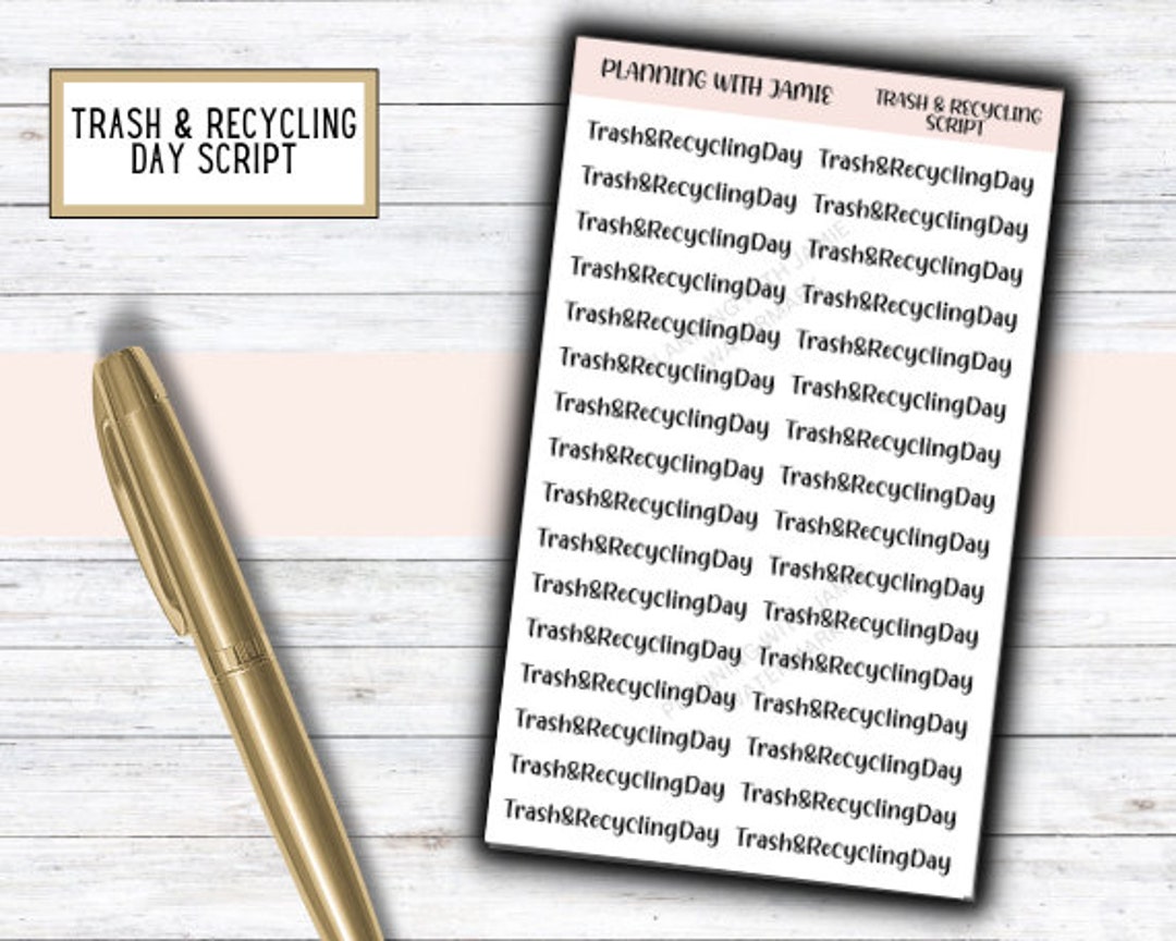 TRASH and RECYCLING DAY Planner Stickers, Trash & Recycling Day Sticker ...