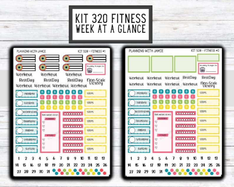 Kit 320 Weekly Fitness Sticker Kit || Weekly Sticker Kit || Happy ...