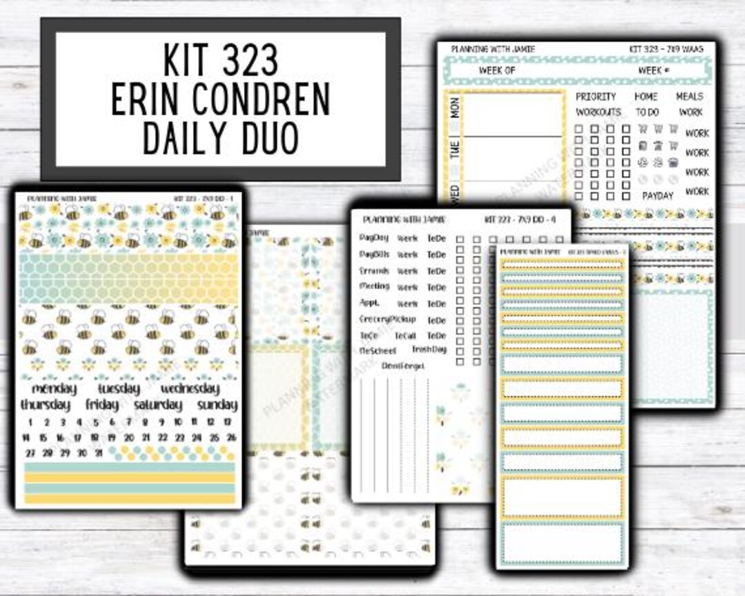 Kit 323 Erin Condren Daily Duo || Weekly Sticker Kit || Daily Duo ...