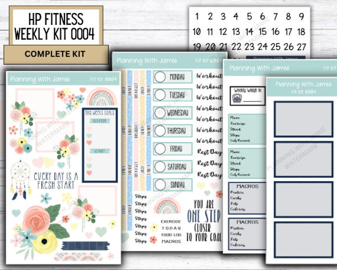 Weekly Sticker Kit, Sticker Kit, Fitness Sticker Kit, Weekly Fitness ...