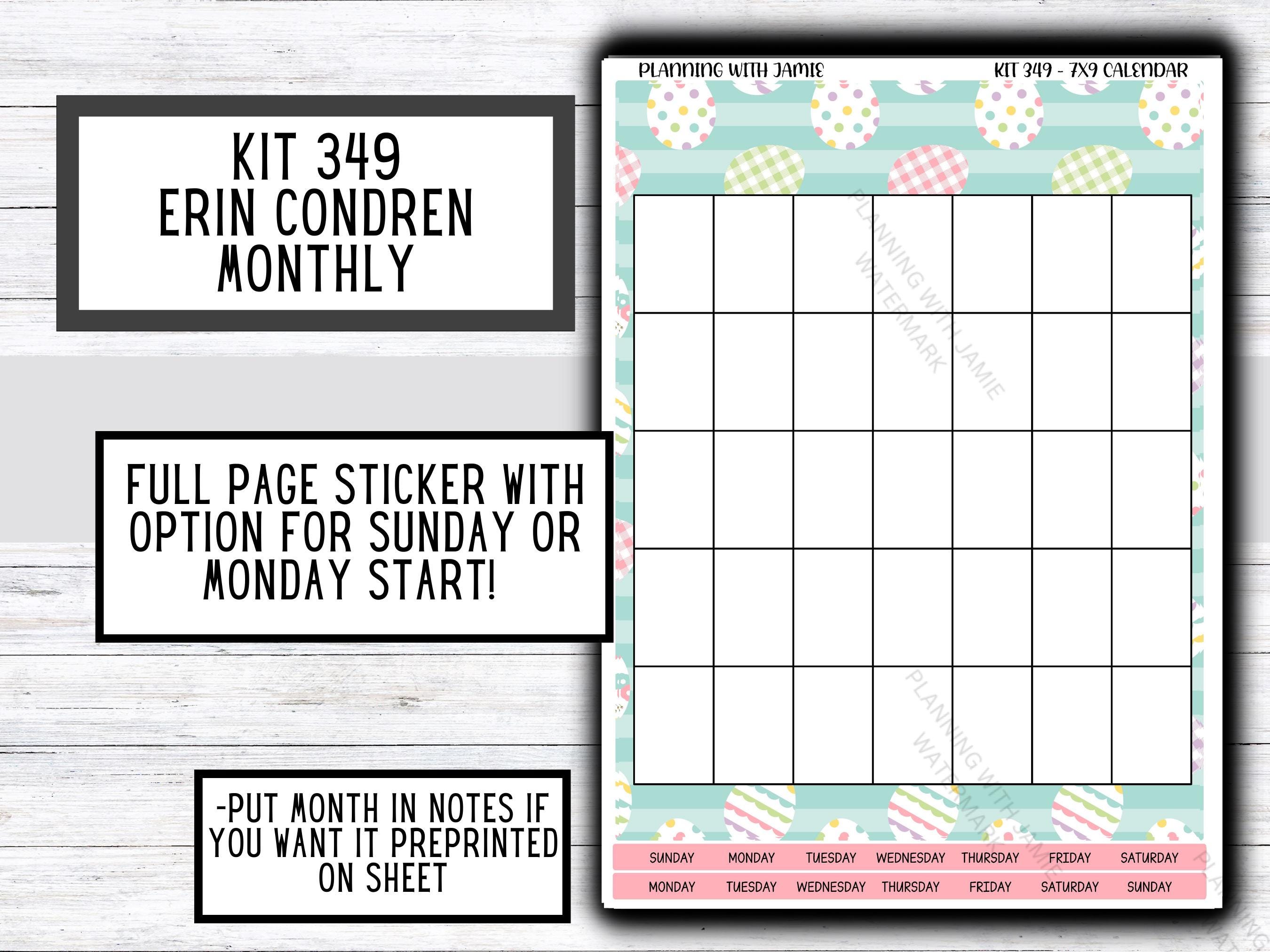 KIT 349 Erin Condren Monthly Kit || Monthly Sticker Kit || Erin Condren ...