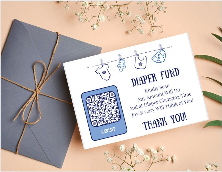 Personalized Diaper Fund Cards or Table Top Print Baby Shower Registry ...