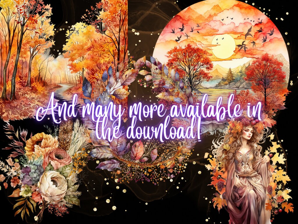 Fall Clip Art Bundle Watercolor Autumn Cozy Harvest - Etsy