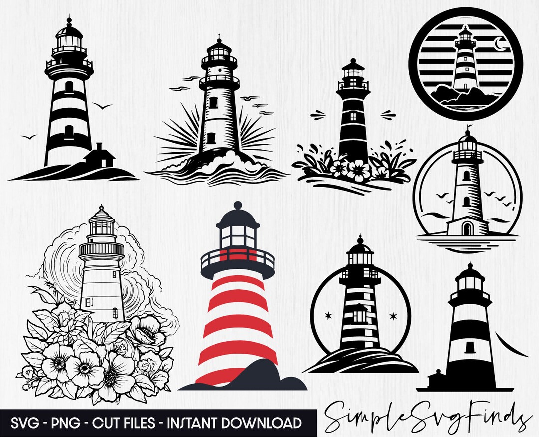 Lighthouse SVG, Lighthouse Bundle PNG, Island Svg, Ocean, Sea, Ship ...