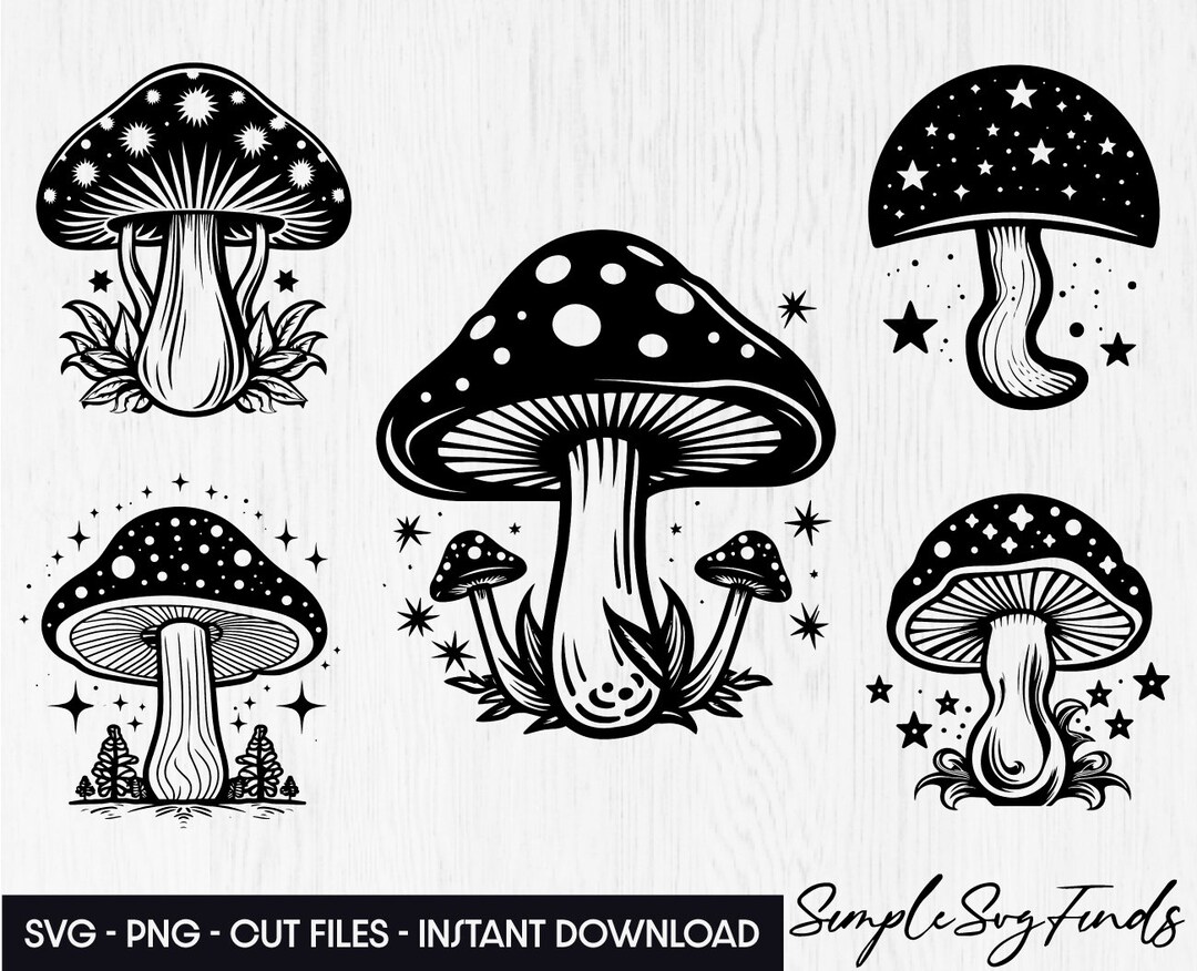 Hongo SVG Hongo mágico SVG Hongo mágico con plantas y - Etsy España