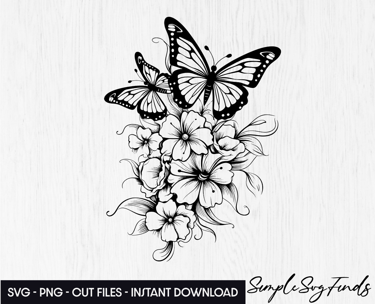 Floral Butterfly Svg, Flower Svg Files, Flower Butterfly SVG, Flower ...
