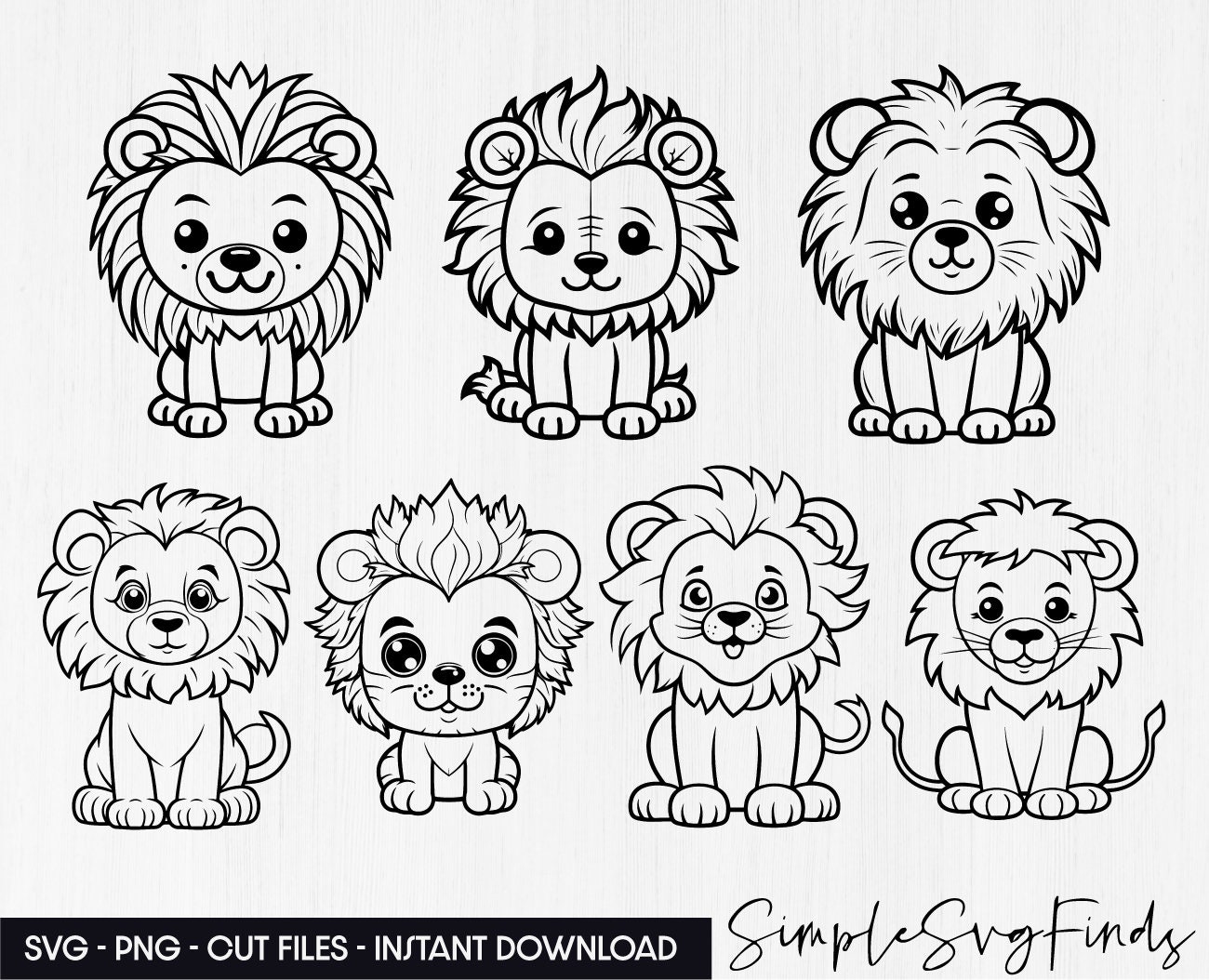 Lion Svg, Baby Lion Bundle Svg, Cute Lion Svg, Animal Svg, Animal Svg ...