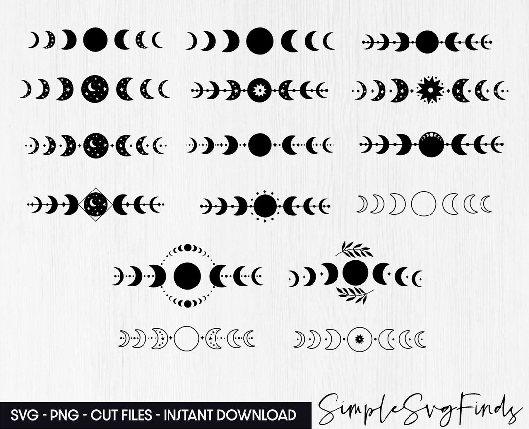 Moon Phase Svg Bundle, Crescent Moon Svg, Mystic Celestial Svg, Its ...