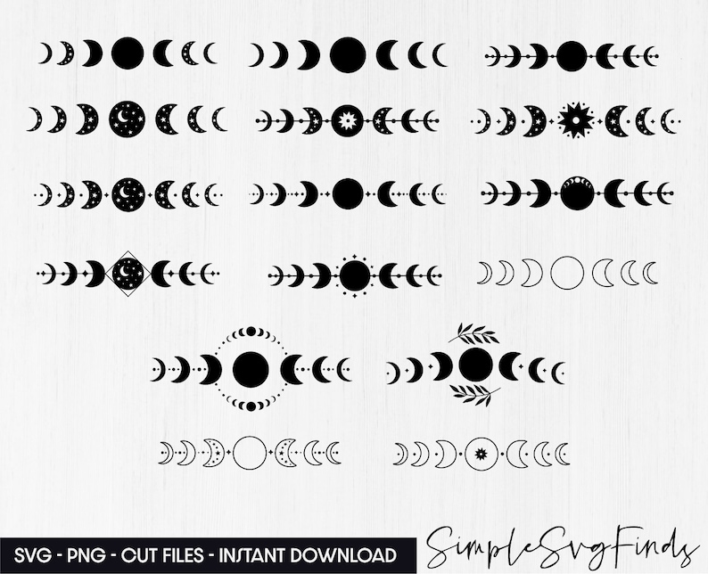 Moon Phase Svg Bundle, Crescent Moon Svg, Mystic Celestial Svg, Its ...