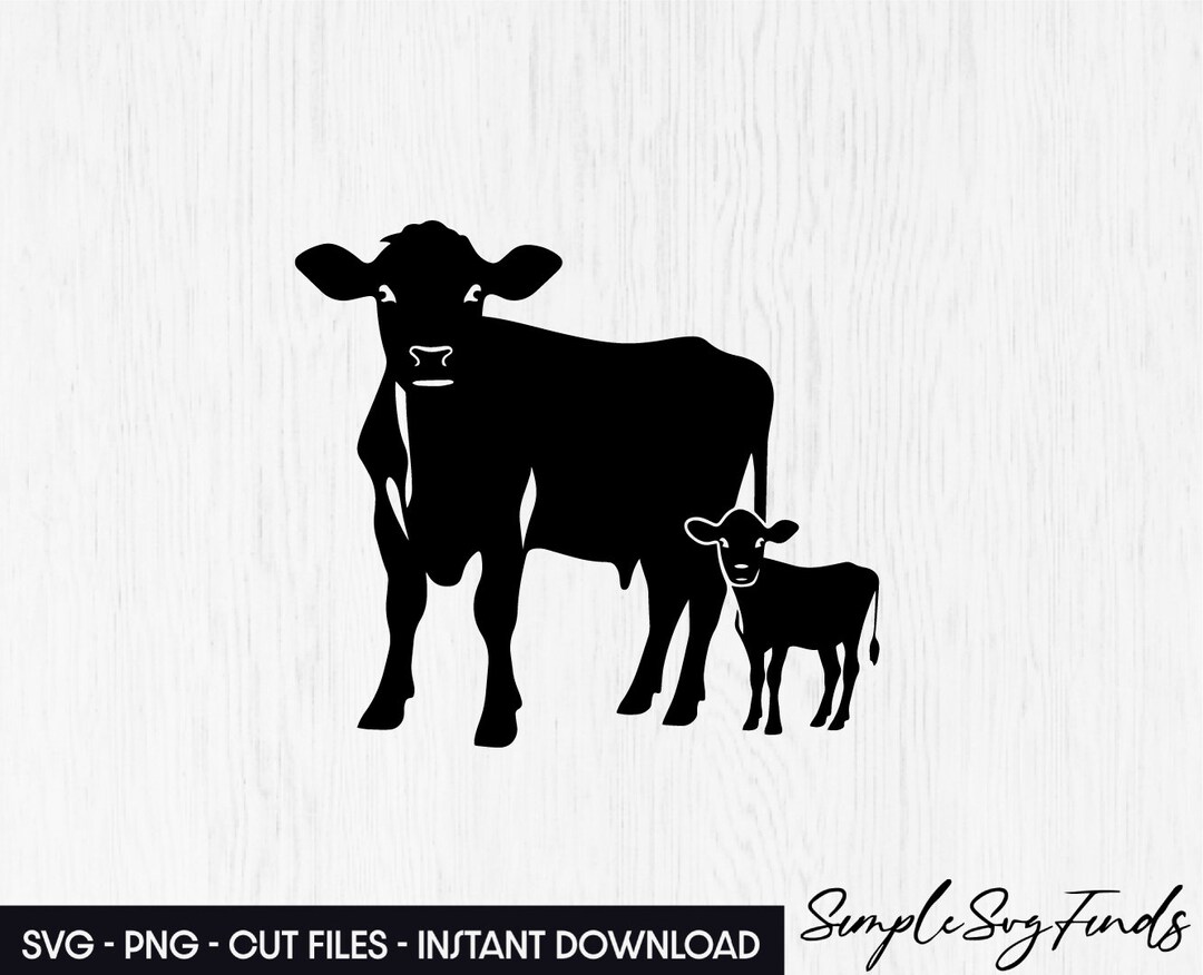 Cow Calf Pair Svg Png, Baby Cow Farm Animal Cut Shirt Files for Cricut ...