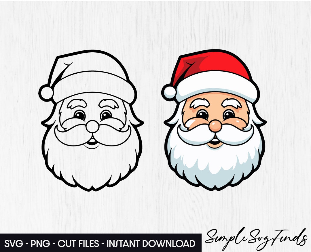 Santa SVG, Santa Face Christmas Png, Santa Cut File Clipart, Santa Face ...