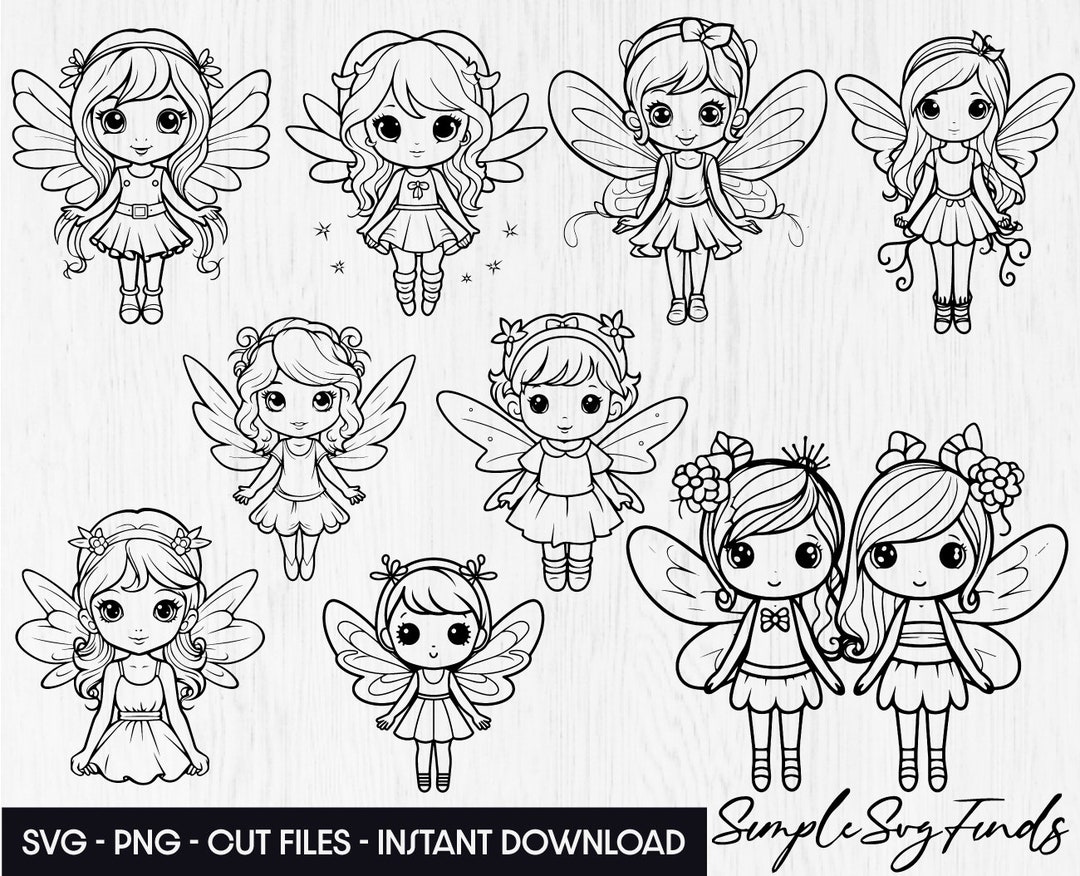 Chica hada svg paquete, png lindos archivos de hadas campanita para ...