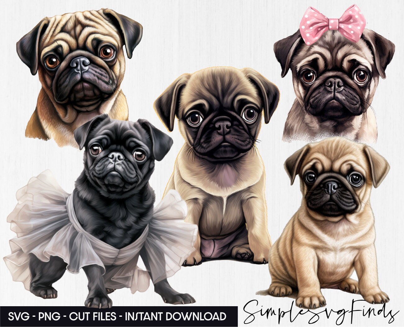 Pug Png Bundle Clipart, Pug With Tutu Dog Mum Sublimation Tumbler Png ...