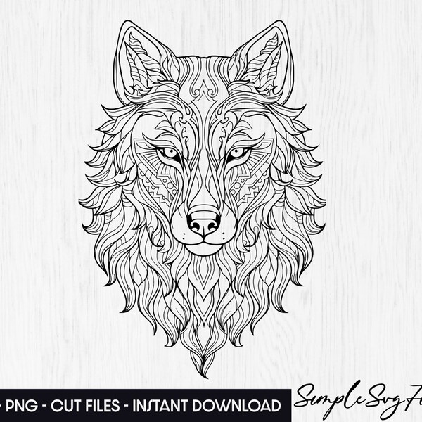 Wolf Mandala Svg - Etsy