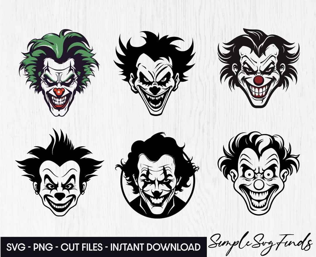 Paquete SVG png de payaso Halloween Evil Clown Circus - Etsy México