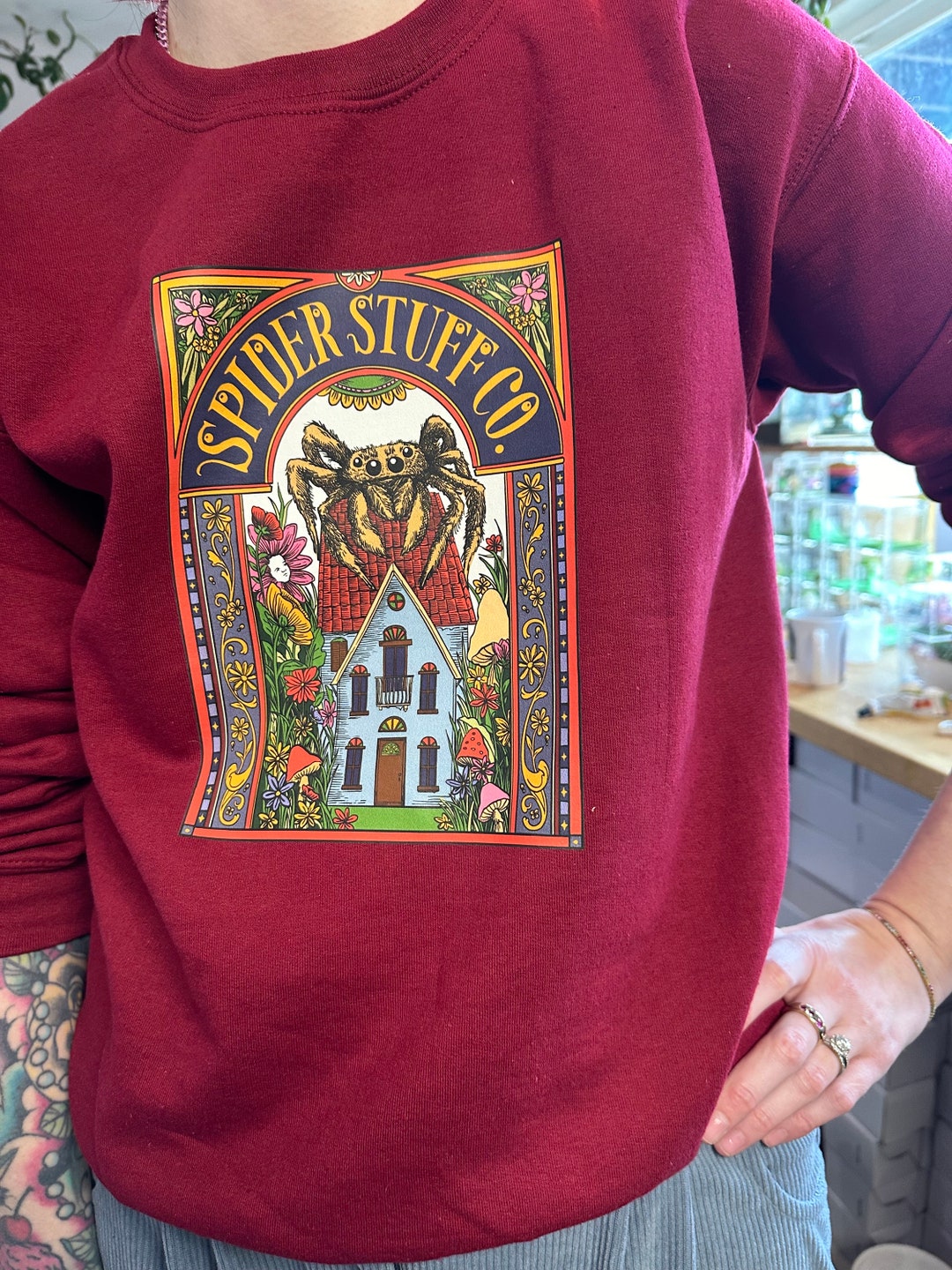 Spider Stuff Co Whimsical Spider Design Adult Sweatshirt - Etsy