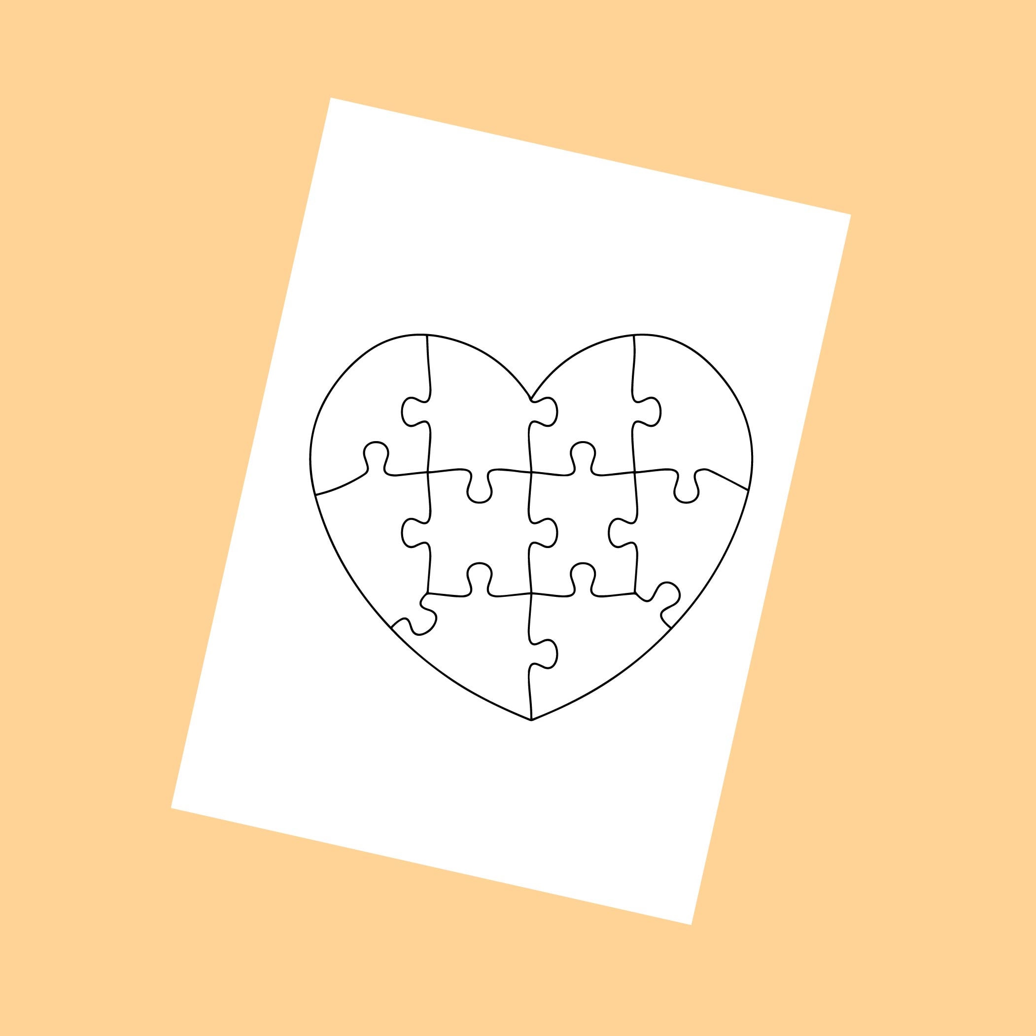 Pearl Paint Printable Heart Puzzle for Kids, Preschool Activity for ...