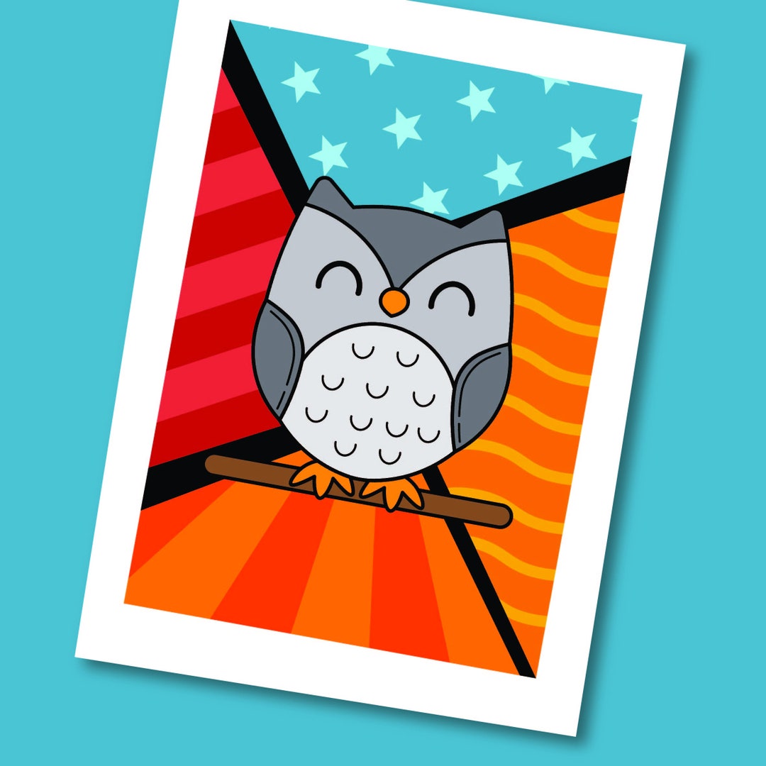 Pearl Paint Printable Owl Night Pop Art Coloring Sheet, Animal Coloring ...