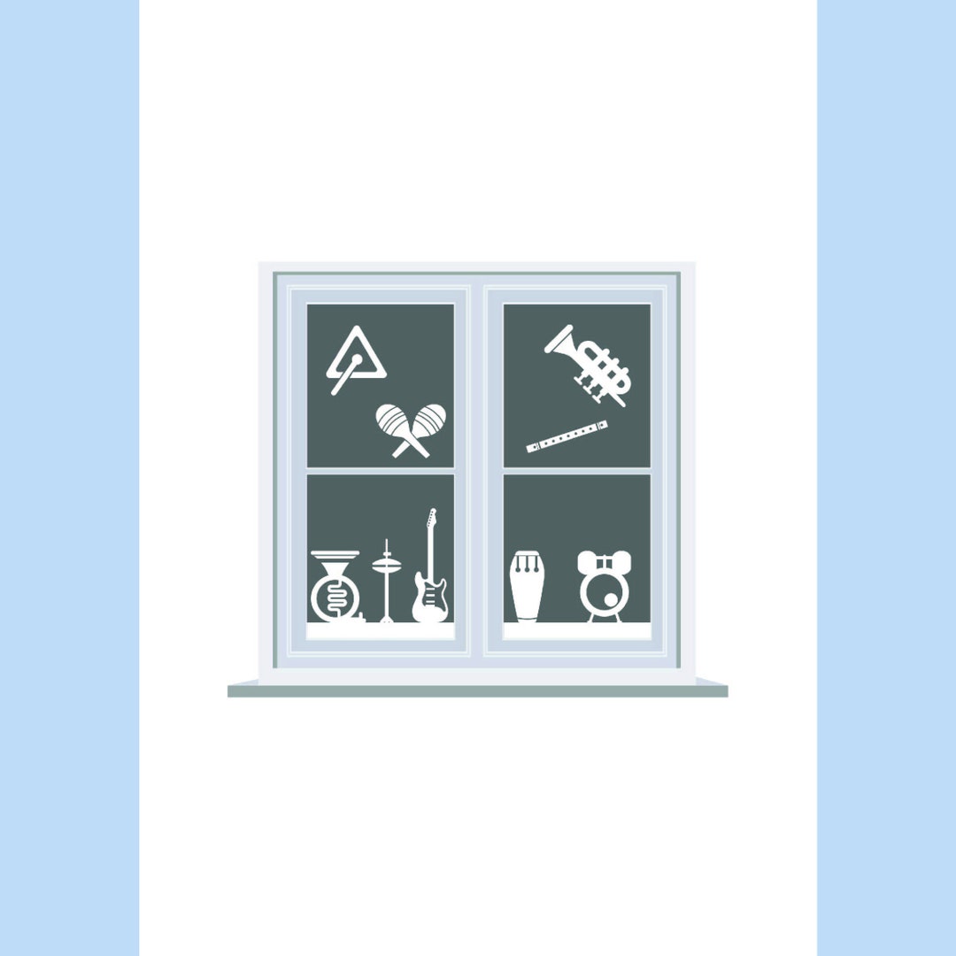 Pearl Paint Printable Music Window Sticker, Music Room Window Decal ...
