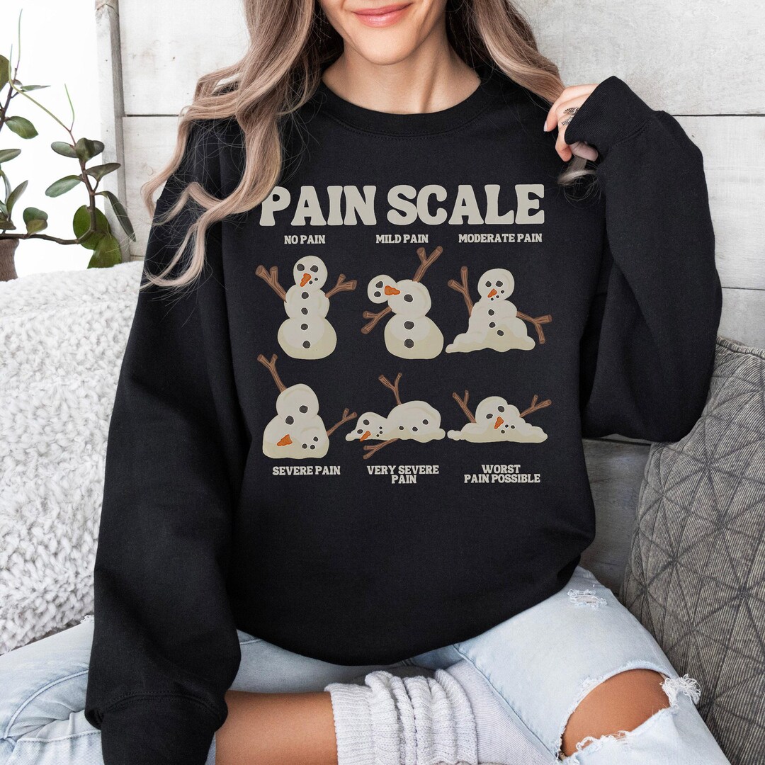 Funny Pain Scale Snowman Sweatshirt, Nurse Christmas Sweater, Winter ...