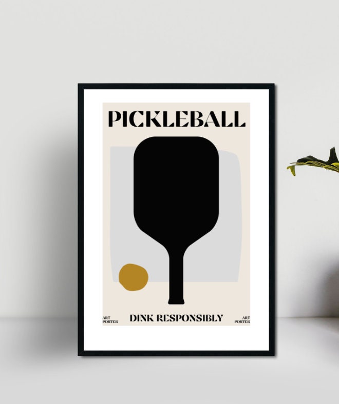 Pickleball Paddle Wall Art Poster Print Set of 3, Mid-century Modern ...