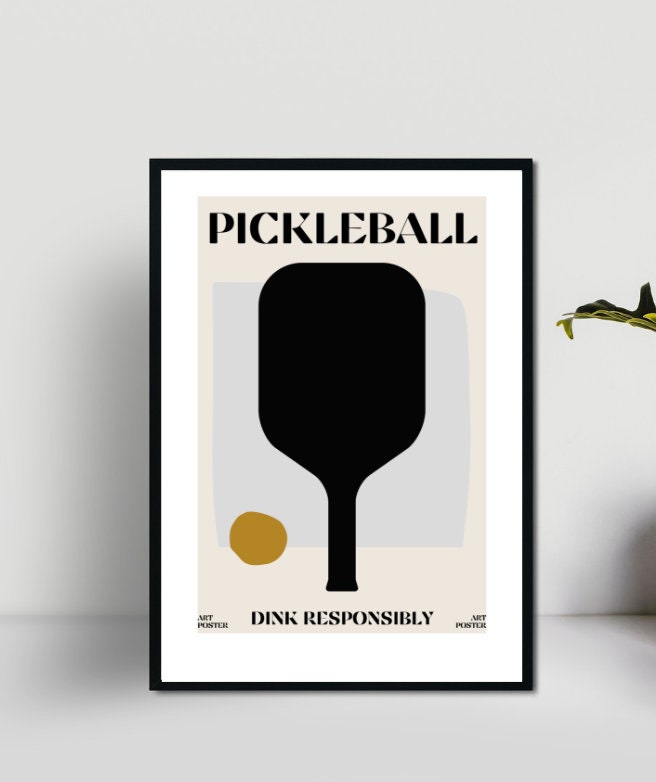 Pickleball Paddle Wall Art Poster Print Set of 3, Mid-century Modern ...