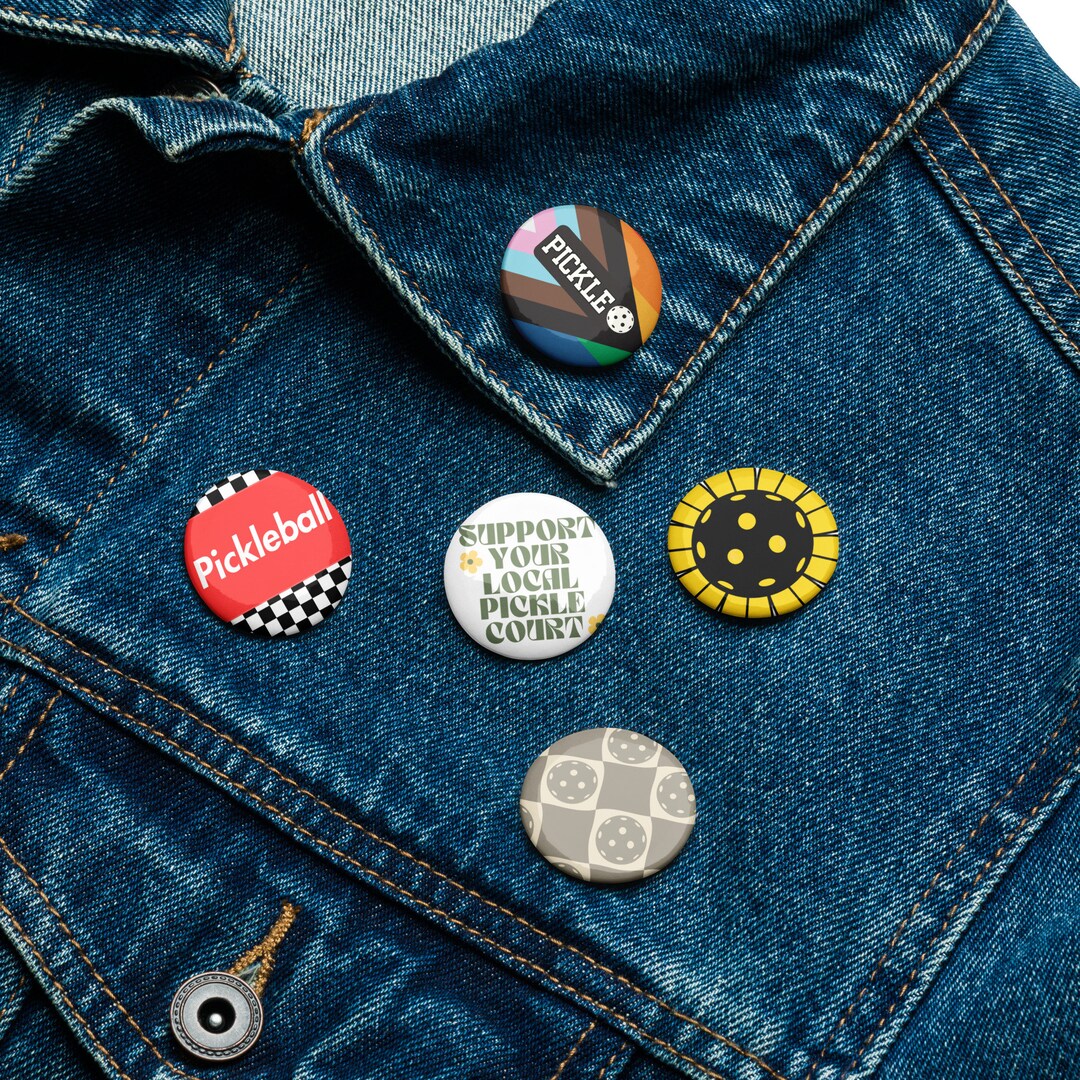 Set of 5 Pickleball Pin Buttons - Etsy