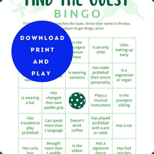 Find the Guest Pickleball Bingo Game, Pickleball Party Game, Pickleball ...