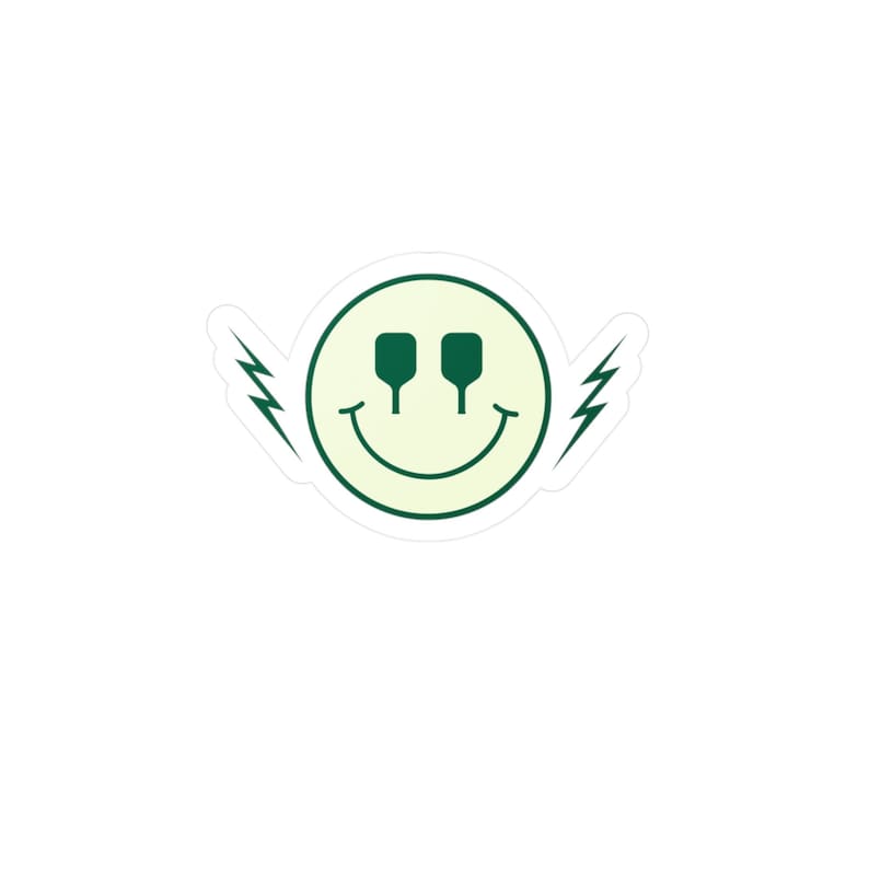 Pickleball Green Smiley Face Sticker, Pickleball Green Sticker ...