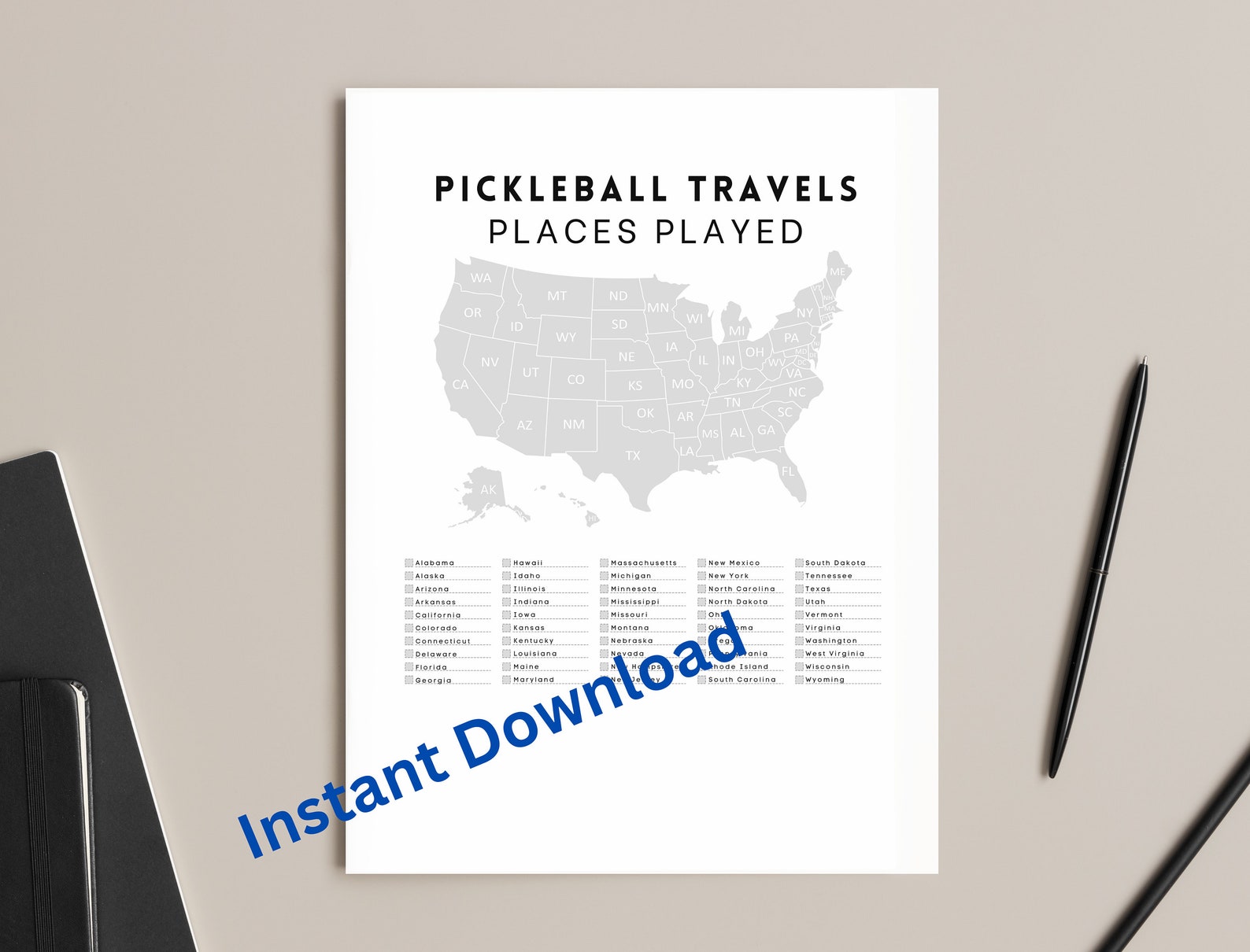Pickleball Travels Map, United States Map, Places Played, Pickleball ...