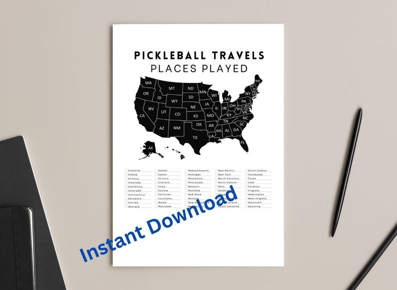 Pickleball Travels Map, United States Map, Places Played, Pickleball ...