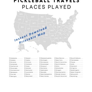 Pickleball Travels Map, United States Map, Places Played, Pickleball ...