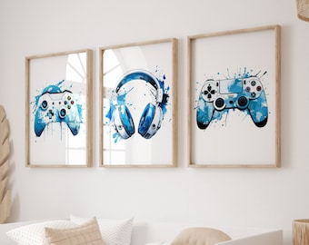 Gaming Prints, Set of 3 Gaming Prints, Gaming Room Decor, Boys Bedroom ...
