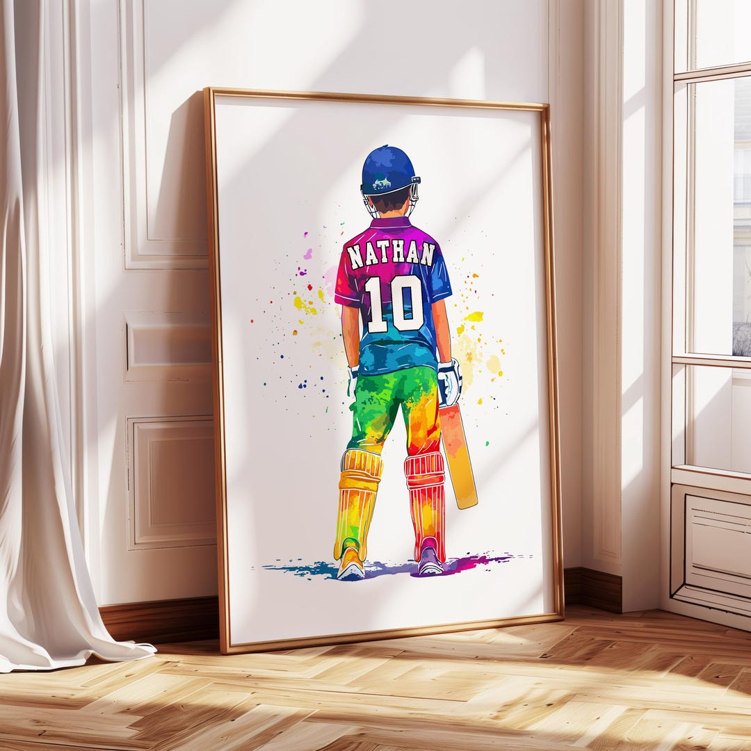 Personalized Cricket Wall Art Print, Personalized Cricket Print, Boys ...