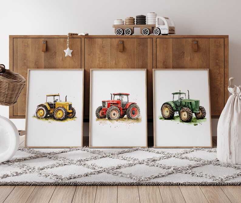 Tractor Prints Set: Construction Vehicle Nursery Art (digital Download ...
