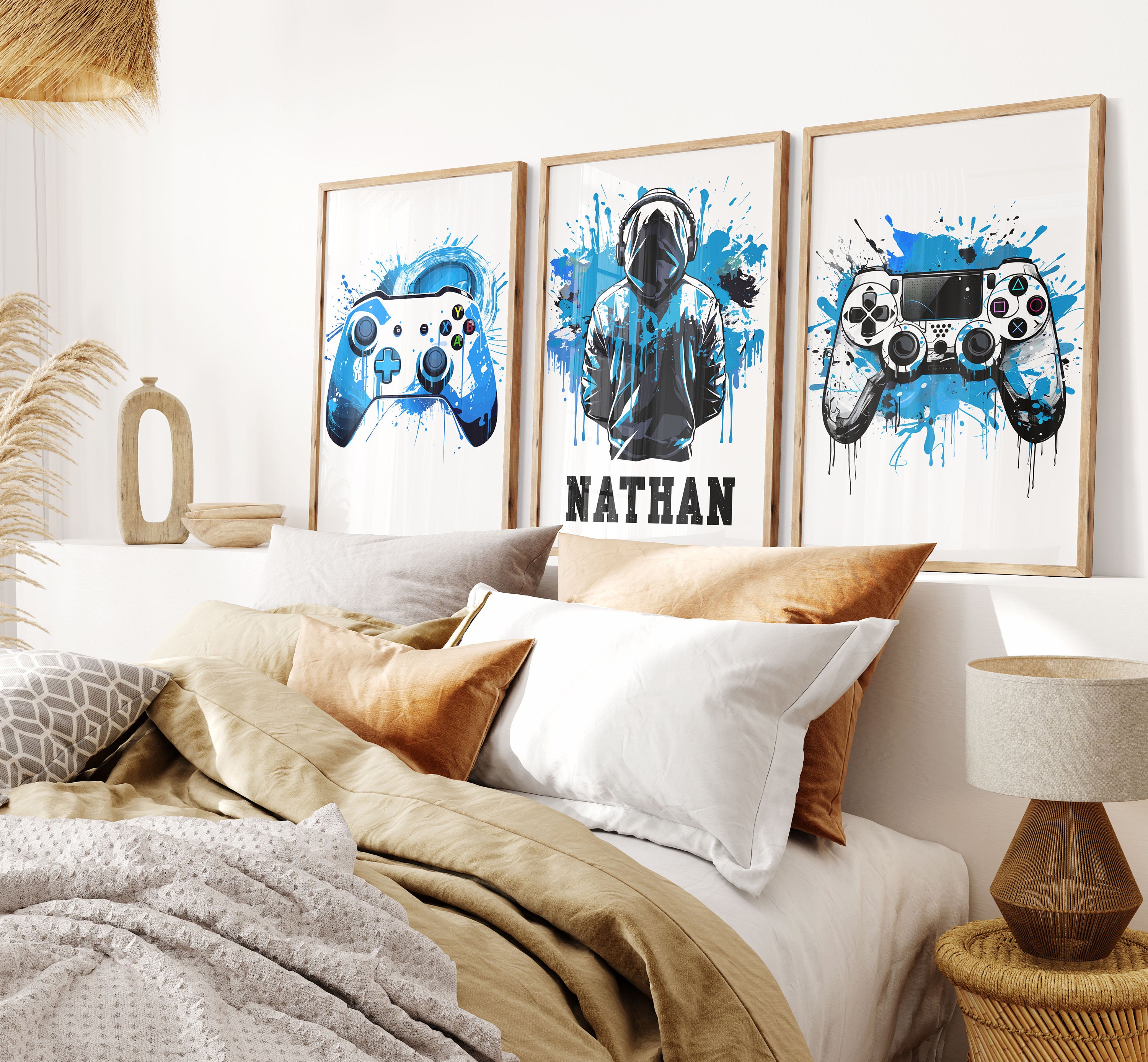 Personalized Gaming Prints, Set of 3 Gaming Decor, Gaming Wall Art ...