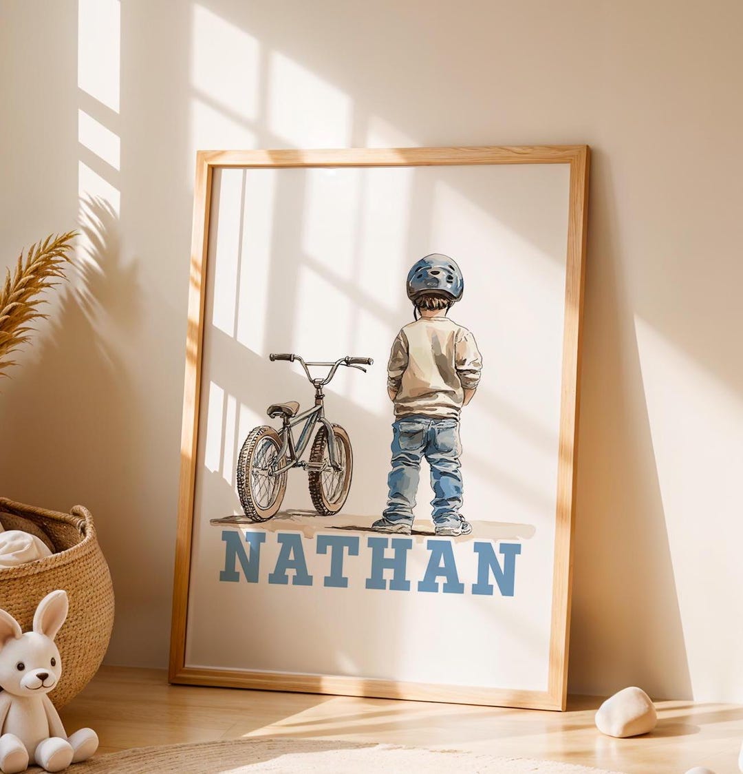 Personalized Bike Wall Art Print, Printable BMX Print, Boys Bedroom BMX ...