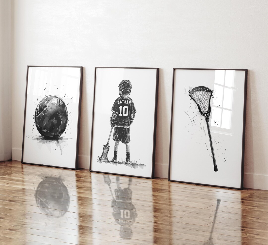Personalized Lacrosse Prints, Set of 3 Lacrosse Posters, Custom ...