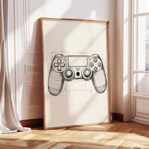 Blueprint Gaming Wall Art Prints, Set of 3 Sketched Gaming Prints ...