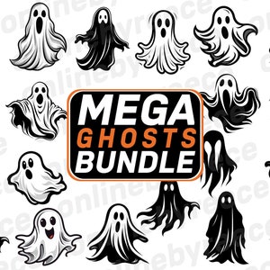 Halloween SVG Bundle, Halloween Ghost SVG Bundle, Ghost Vector Set, Halloween Ghost Clipart ...